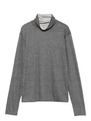 PUROTATTO Striped Turtleneck Top - Grey