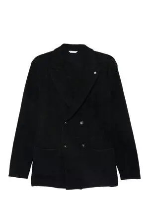 MANUEL RITZ Double-breasted Knitted Blazer - Blue