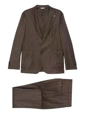 MANUEL RITZ Wool-blend Single-breasted Suit - Brown