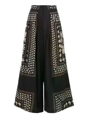 Biyan Patterned Palazzo Pants - Black