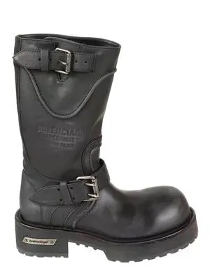 Balenciaga Buckle-strap Biker Boots - Black