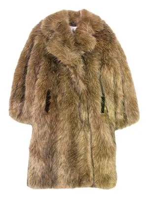 GANNI Notched-Lapel Faux-Fur Coat