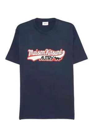 Maison Kitsuné Logo-print T-shirt - Blue