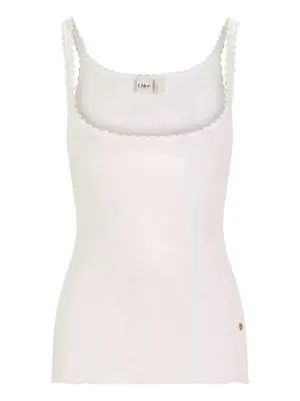 Chloé Scallop-trim Tank Top - White
