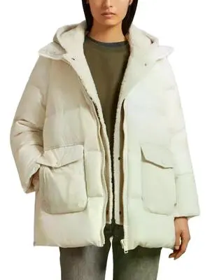 YVES SALOMON Hooded Flap-pocket Coat - White