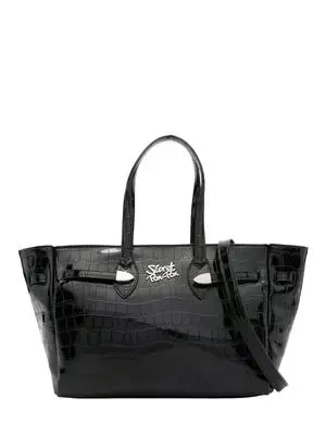 SECRET PON-PON Crocodile-embossed Shoulder Bag - Black