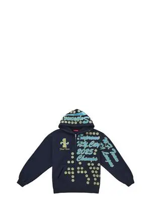 Supreme League Champs Zip Up Hooded Sweatshirt - Navy Blue