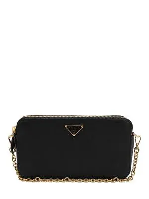 Prada Dual Zip Leather Bag - Black