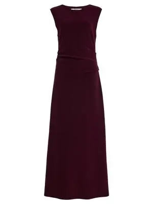 BIRROT LAY2 Drape Crepe Dress Burgundy
