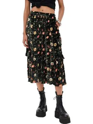 R13 Gathered Cargo Skirt - Multifloral Black