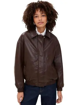 Enza Costa Faux Leather Jacket - Dark Brown