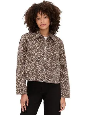 Madewell Denim Leopard Print Jacket - Dark Mocha