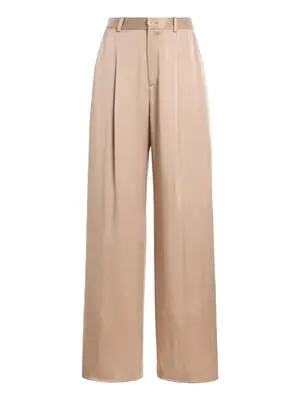 Lapointe Pleated Satin Tapered Trousers - Neutral