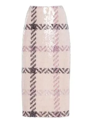 BRANDON MAXWELL The Mercer Paillette Patterned Midi Skirt