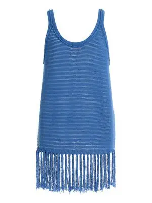 ZULU & ZEPHYR Crochet Knit Tank Top - Blue