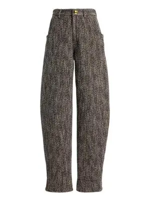 DARKPARK Khris Herringbone Barrel-leg Pants - Black,white