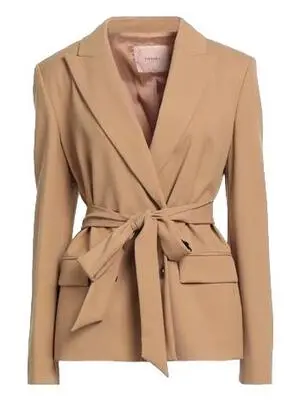 TWINSET Belted Double-breasted Blazer - Beige