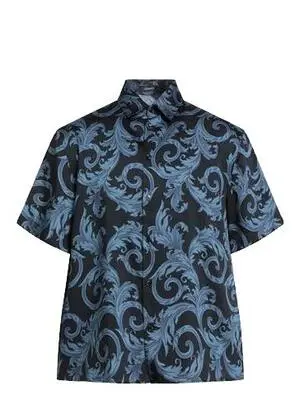 Versace Man Shirt Sky Blue Size 40 Polyester Black