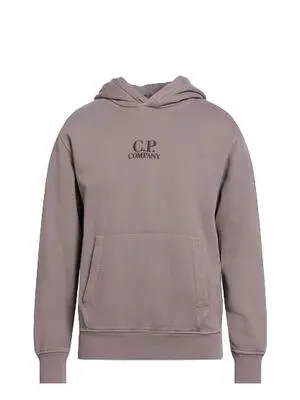 C.P. COMPANY Cotton Fleece Embroidered Logo Hoodie - Grey
