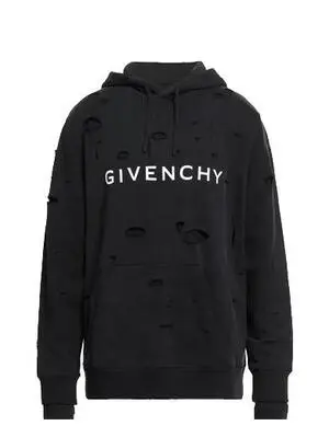 Givenchy Cotton French Terry Distressed Hoodie - Grey