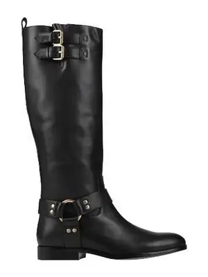 TWINSET Riding Boots In Leather With Appliqués - Black