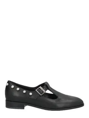 POLLINI Leather Ballerinas With Appliqués - Black