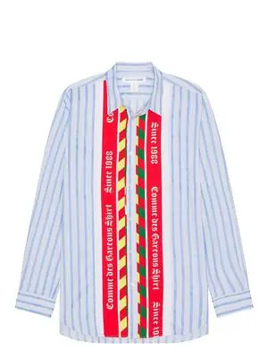 Comme Des Garçons Yarn Dyed Stripe Shirt In Blue - Stripe & Mix