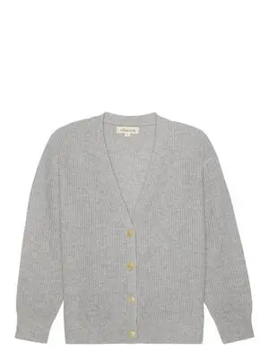 ELLSWORTH + IVEY Lilah V-Neck Cashmere Cardigan Heather Grey