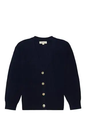 ELLSWORTH + IVEY Lilah V-Neck Cashmere Knit Cardigan Navy