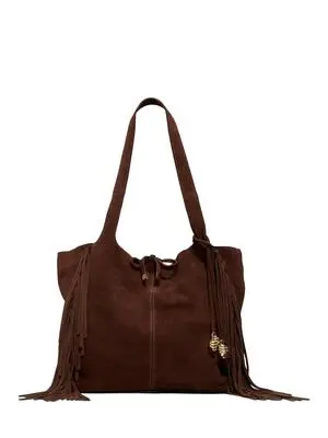 Aldo Arrow Suede Tote - Dark Brown