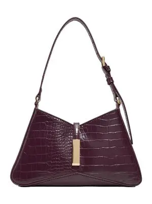 Aldo Croc Embossed Faux Leather Shoulder Bag - Open Red