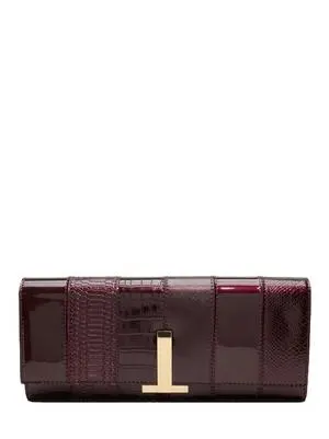 Aldo Faux Leather Clutch With Chain Strap - Purple