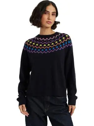 Chinti & Parker Wool Cashmere Star Yoke Sweater - Navy