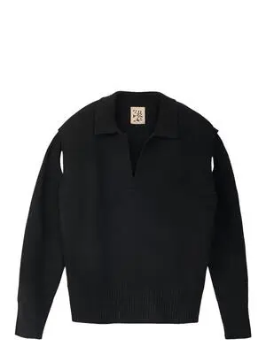 Camper Polo-neck Split-sleeves Sweater - Black