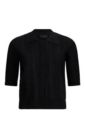 Liu Jo Ribbed Knit Polo Cardigan - Black