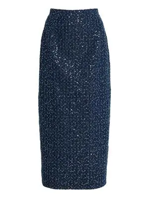 Michael Kors Sequined Denim Pencil Skirt - Blue