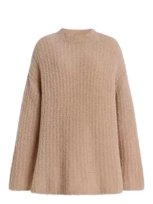 Lapointe Oversized Boucle Wool-Blend Sweater Neutral