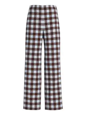 Oscar De La Renta Gingham Wool-blend Wide-leg Trousers - Plaid