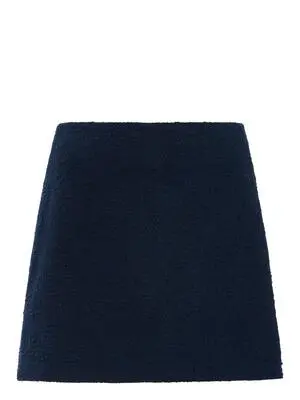 Oscar De La Renta Mid-rise Tweed Mini Skirt - Navy