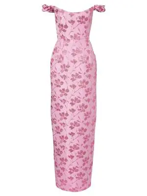 MARKARIAN Yolanda Floral Off-shoulder Brocade Gown - Pink