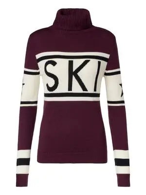 Perfect Moment Schild Intarsia Wool Turtleneck Sweater - Burgundy