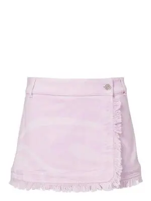 Emilio Pucci Marmo Distressed Denim Miniskirt - Pink