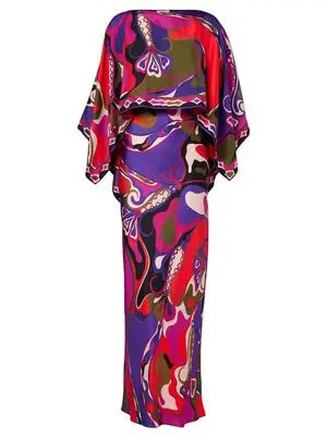 Emilio Pucci Orchidee Silk Slip Dress And Cape Set - Multicoloured