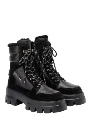 Bogner Sapporo Suede And Leather Combat Boots - Black