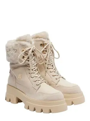 Bogner Sapporo Suede And Leather Combat Boots - Beige