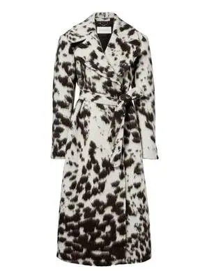 Dries Van Noten Cow-print Wool And Alpaca-blend Coat - White