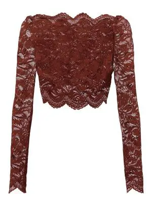 Rabanne Floral Lace Crop Top - Brown