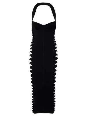 Balmain Cutout Halterneck Jersey Midi Dress - Black