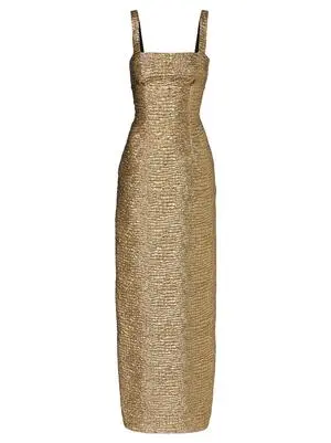 EMILIA WICKSTEAD Micheline Metallic-effect Seersucker Gown - Gold