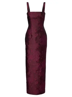 EMILIA WICKSTEAD Micheline Floral Cloqué Gown - Burgundy
